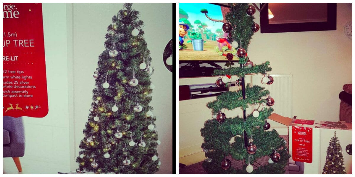Whoops... This woman bought a pop-up Christmas tree and it didn't quite ...
