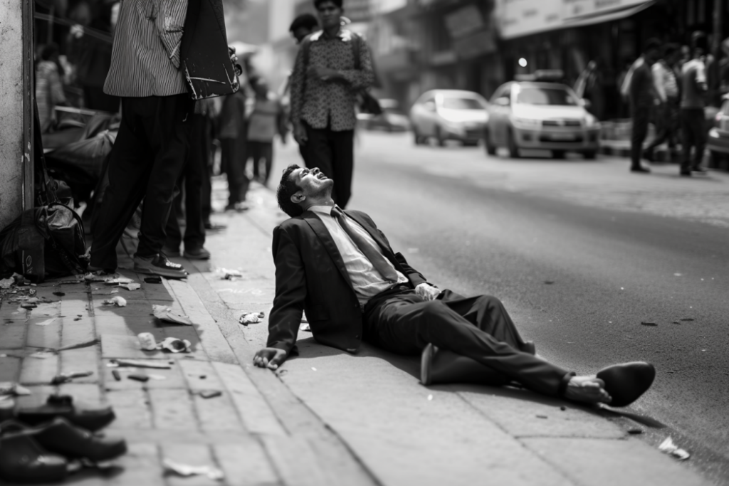 Will Anyone Help? Injured Man Collapses on Crowded Street