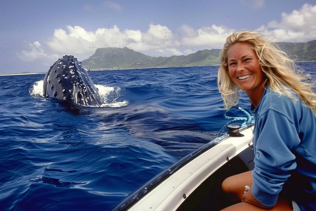 Giant whale won't leave diver alone - Then she notices the terrifying ...