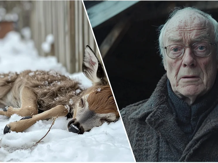 Man Encounters Frozen Deer in Blizzard - See What Happened Next