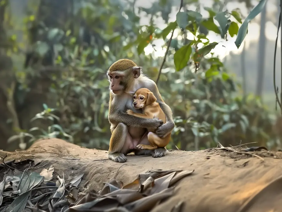 Monkey Drags Away Puppy - Owner Is Shocked To Uncover The Truth