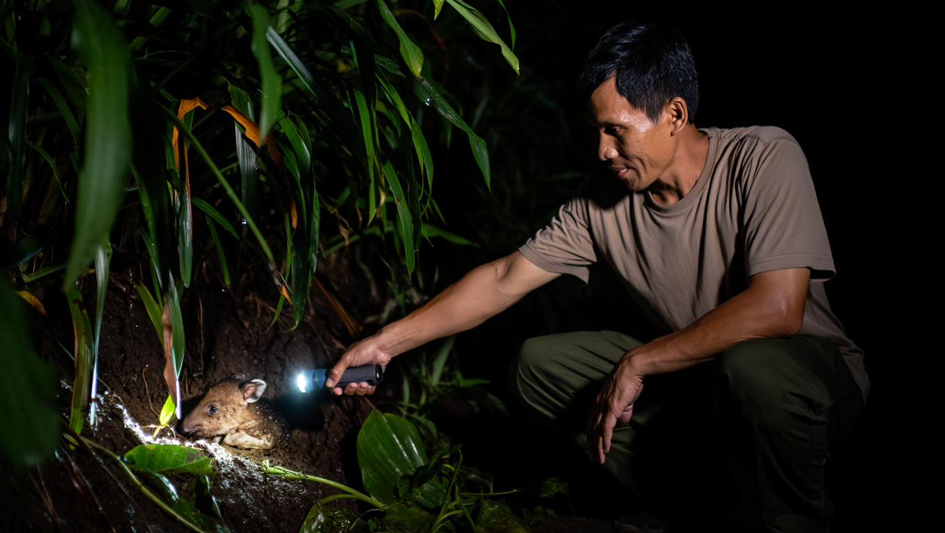 Man Hears Squealing in Garden – What He Finds Curled in the Dirt Leaves ...