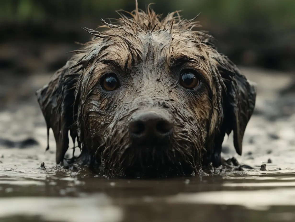 Dog Stuck In Mud Puddle. Rescuer Is Stunned When He Sees What’s Hiding ...